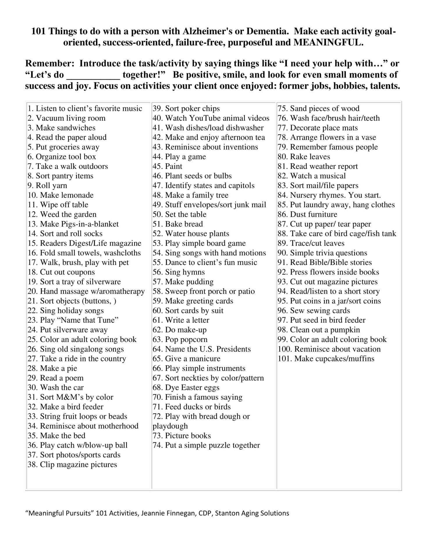 Meaningful Pursuits: Create meaningful activities for those with ...